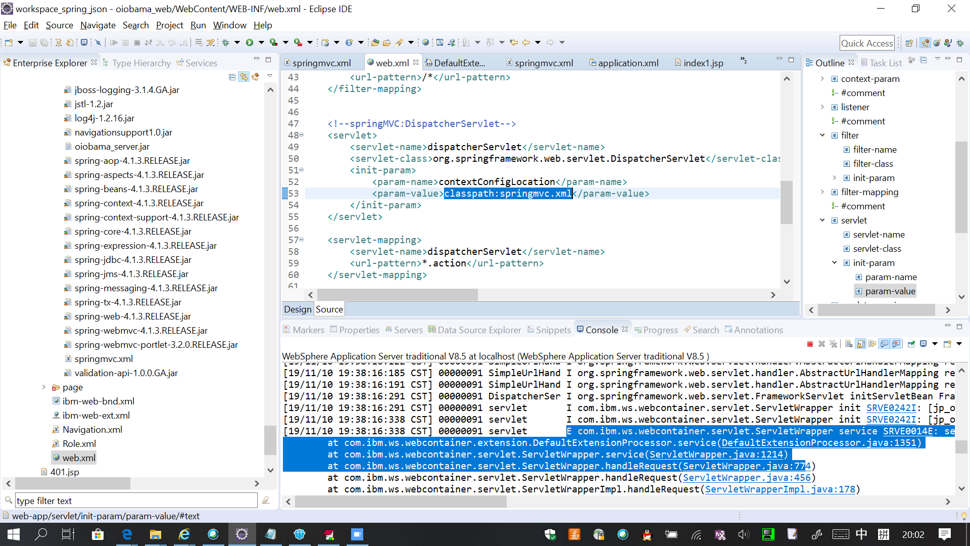 我是websphere85 ,用spring Mvc, 页面跳转的时候 Srve0014e Service 例外の根本原因 Simplefileser Csdn社区