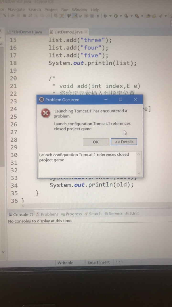 Java为什么我一运行程序就出现launch Configuration Tomcat1 References Closed Project Game Csdn社区