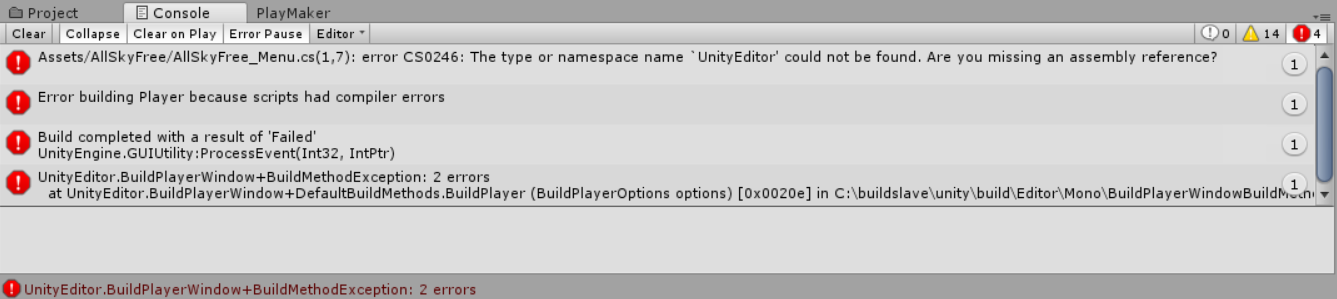 Unity导出pc,mac And Linux Standalone时四个报错 Csdn社区